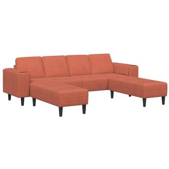 vidaXL Stoffsofa mit Kissen Rot-Orange 208 cm Cordstoff vidaXL
