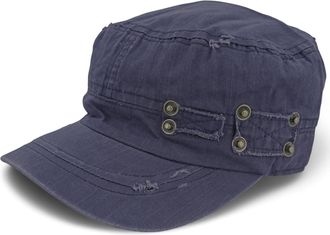 styleBREAKER Unisex Military Cap im Destroyed Vintage Look | verstellbares Army Cap aus Baumwolle | Used Look Schirmm&uuml;tze f&uuml;r Herren und Damen, Farbe:Dunkelblau