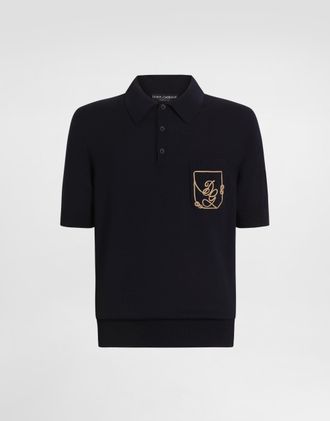 Dolce & Gabbana Polohemd Aus Schurwolle Mit Logo - Mann Collection Blau 44