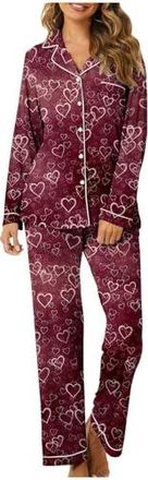 Generic 2026 Ensemble de pyjama pour femme pour la Saint-Valentin 2026 imprim&eacute; &agrave; manches longues pour la Saint-Valentin, violet, XXL