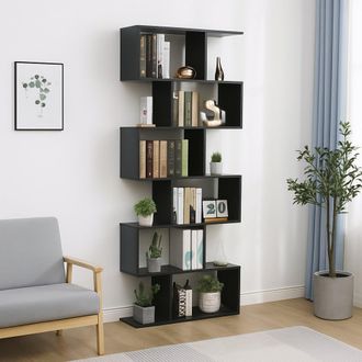 Dmora B&uuml;cherregal Lucio, Schrank mit Regalen, B&uuml;robibliothek, 100 % Made in Italy, 80 x 25 x 192 cm, Schiefer
