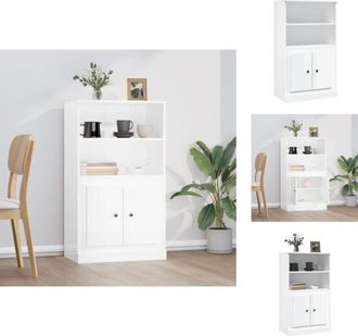 vidaXL Highboard Hochglanz-Weiß 60x35,5x103,5 cm Holzwerkstoff - Sideboard - Holz Sideboard - Wohnzimmermöbel - Highboard - Weißer Schrank