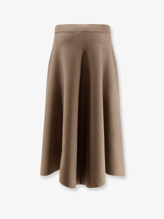 Nude Womens Knitted Long Skirt Brown Virgin Wool