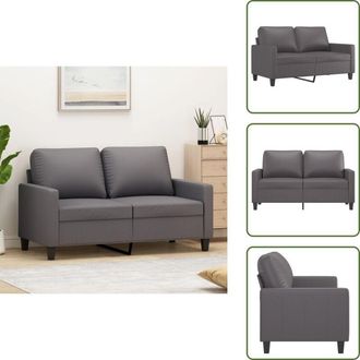 vidaXL The Living Store - 2-Sitzer-Sofa Grau 120 cm Kunstleder - Couch - 2-Sitzer Sofa - Designcouch - Wohnzimmersofa - Lederlook Sofa