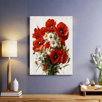 Generic G&auml;nsebl&uuml;mchen Bild auf Leinwand Blumen rote Blumen Wandkunst Bilder 40 x 30 cm Schlafzimmer Bilder Badezimmer Wand Deko Wohnzimmer Wanddeko Gerahmt zu