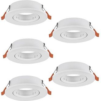 Eglo 5er Set Einbaustrahler Barranco, Spot Deckenleuchte schwenkbar, runder Einbauspot ohne Leuchtmittel, Deckenstrahler aus wei&szlig;em Kunststoff, GU10 Fassun