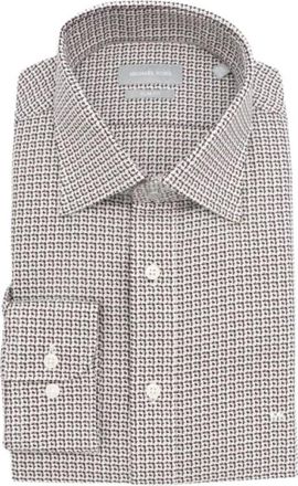 Michael Kors Michael Kors Hemd Feines Muster Slim FIT Easy Care Stretch Weiss-Braun - - Shirts - Herren - Braun - 3XL
