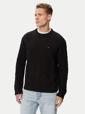 Tommy Jeans Pullover Flag DM0DM23405 Schwarz Regular Fit