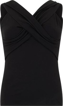 Emporio Armani Femme, Tops, Noir, Taille: 44 FR Top sans manches avec drap&eacute; crois&eacute;