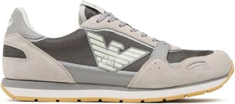 Emporio Armani Homme, Chaussures, Beige, Taille: 43 EU Baskets en maille avec d&eacute;tails en daim et &eacute;cusson aigle