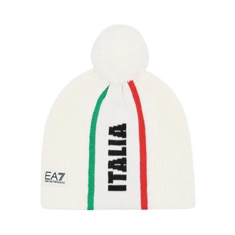Emporio Armani Emporio Armani Ea7, unisex, Accessoires, Blanc, Taille: M Italia Team Milano Cortina 2026 Bonnet en m&eacute;lange de laine