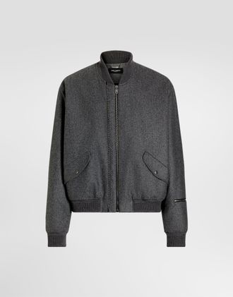 Dolce & Gabbana Bomberjacke Aus Wollflanell Mit Wattierung - Mann M&auml;ntel Und Jacken Grau 46