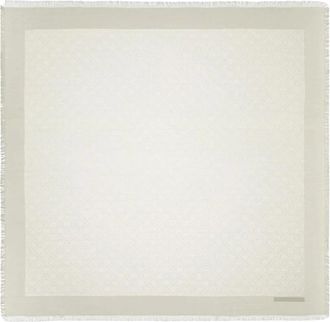 Tory Burch Monogram Jacquard Fringed Scarf - Femme - Accessoires - Blanc - Taille: ONE Size