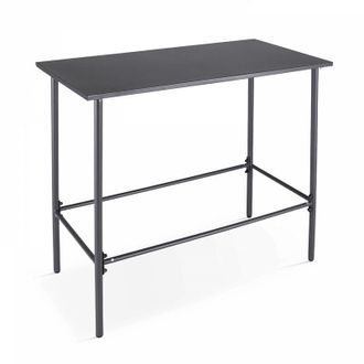 Oviala Oviala - Table haute rectangulaire en acier anthracite - 120x60x105 cm - Pour 6 personnes - Peinture &eacute;poxy anti-rouille - Design industriel moderne