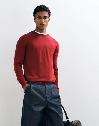Mango pull en maille rouge profond