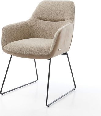 DELIFE Esszimmerstuhl Pejo-Flex Materialmix Schlamm Kufengestell Schwarz Taschenfederkern, Esszimmerst&uuml;hle