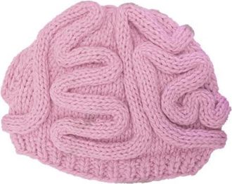 Generic 2026 Couleur unie Spoof Brain Chapeau tricoté à la main Mode Décontracté, rose, Taille unique