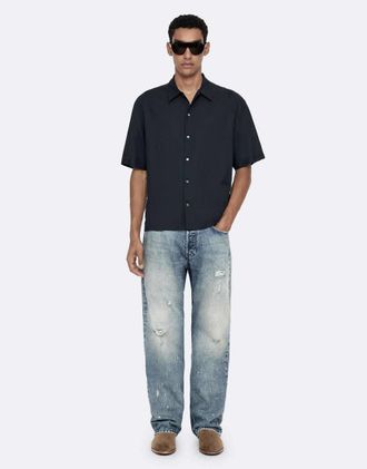 AllSaints Archer chemise &agrave; manches courtes en bleu nuit
