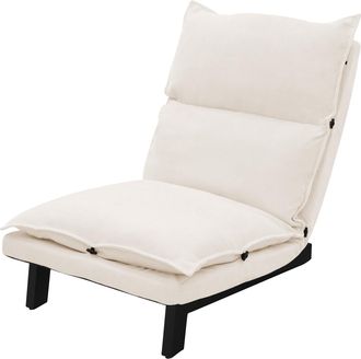 ML Design ML-Design Bodenstuhl Beige, Bodensessel gepolstert, verstellbare Rückenlehne, Leinenbezug, Stahlgestell, Loungesessel Sitzkissen Bodensofa Bodensitz B