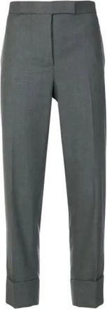 Thom Browne Femme, Pantalons, Gris, Taille: 38 FR Cropped Tailored Pantalons