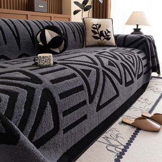 Generic Samt Sofa Überwurfdecke, Couch Überzug L Form 1/2/3/4 Sitzer,Vintage Sofa überzug, Vielseitige Dekorative Sofaüberwurf für Familie Haustiere Kinder(Da