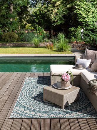 benuta Nest Teppich Cleo - Kunstfaser - Outdoor geeignet - Rechteckig & im Style: Geometrisch, Ethno-Style - Pflegeleicht f&uuml;r Wohnzimmer Schlafzimmer, Beige/