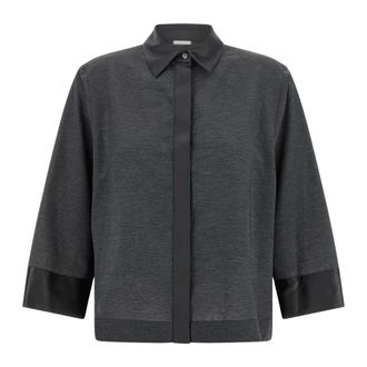 PESERICO Femme, Blouses et Chemises, Gris, Taille: 42 FR Chemise Boxy en Organza