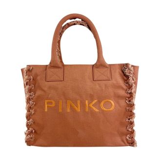 Pinko Pinko, Femme, Sacs, Brun, Taille: ONE Size Beach Shopper Canvas