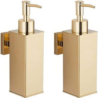 BGL Fashion Lot de 2 distributeurs de savon muraux noirs en acier inoxydable 304 pour salle de bain et cuisine, dor&eacute;