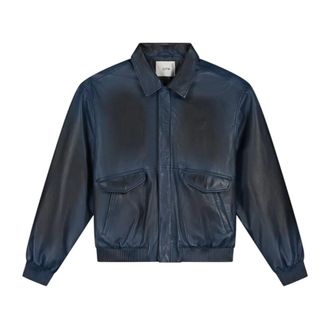 Arte Veste en Cuir Vintage - Marine - Homme - Vestes - Bleu - Taille: L