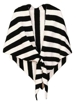 Generic Ch&acirc;le en laine m&eacute;lang&eacute;e de couleur unie pour femme, cape en laine cachemire &eacute;paules haut pull ch&acirc;le &eacute;charpe pour robes de soir&eacute;e, b-noir, taille uniqu