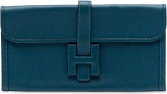 Herm&egrave;s 2013 Epsom Jige Elan Clutch 29cm - Blau