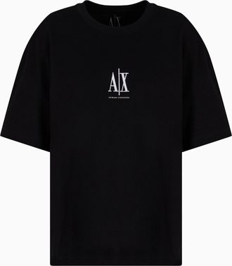 A|X Armani Exchange Damen Icon Project, Embroidered Front Logo T-Shirt, Schwarz, XS