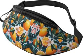Generic Stylisch Brusttasche Orangenfruchtbl&auml;tter-Druck H&uuml;fttasche Brusttasche G&uuml;rteltasche F&uuml;r Outdoor Running Reisen 14X35Cm