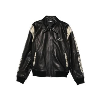 Amiri Snakeskin-print Embellished Jacket
