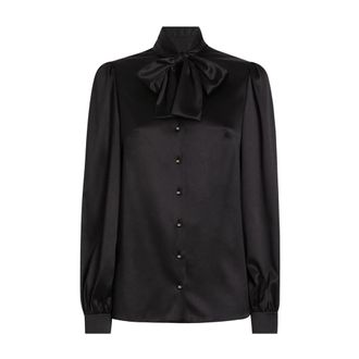 Dolce & Gabbana Satinbluse mit Schluppe - - Blouses & Shirts - Damen - Schwarzk - XL