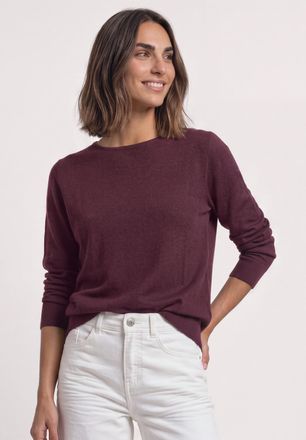 Street One Strickpullover STREET ONE, Damen, Gr. 34, lila (rustic rouge), Stoff, 30% Polyester, 29% Polyacryl, 21% Viskose, 20% Polyamid, unifarben, regular fit 