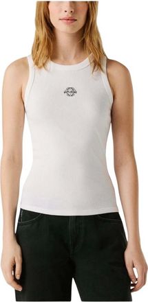 Pepe Jeans London Femme, Tops, Blanc, Taille: 38 FR D&eacute;bardeur c&ocirc;tel&eacute; sans manches