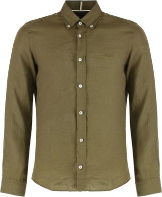 HUGO BOSS Homme, Chemises, Vert, Taille: XS Linen Shirt