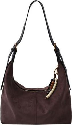 Generic Cymwer Sac fourre-tout de travail en faux su&egrave;de, sac &agrave; bandouli&egrave;re, sac &agrave; raviolis ample pour femmes (noir)