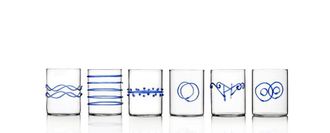 Ichendorf Set mit 6 Tumblern, Kollektion Dec&ograve; Blu, 35 cl, Borosilikatglas, Handgefertigt
