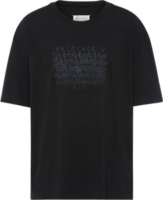 Maison Margiela Homme, Tops, Noir, Taille: L T-shirt Num&eacute;rique en Coton