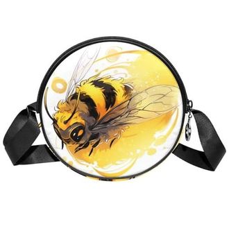 Generic Petit sac &agrave; bandouli&egrave;re Circle pour femme, petit sac &agrave; bandouli&egrave;re avec fermeture &eacute;clair, bretelles r&eacute;glables, sac &agrave; main rond d&eacute;contract&eacute; pour femmes