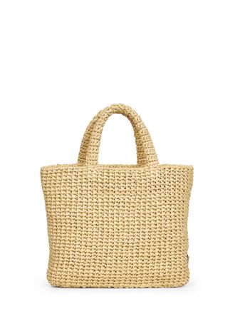 Prada Raffia-Effect Crochet Viscose Tote Bag - Yellow