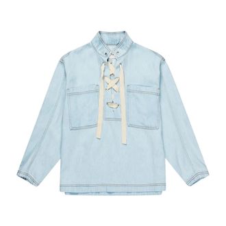 Munthe Denim Hemdbluse mit Bindedetail - - Blouses & Shirts - Damen - Blau - XS