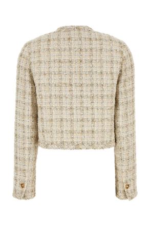 Versace Womens Multicolor Tweed Blazer Biscuitwhite Giacche E Gilet Jacket