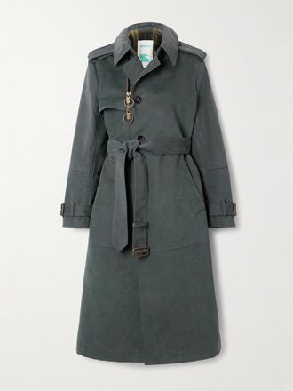 Burberry Doppelreihiger Trenchcoat Aus Twill Aus Einer Baumwollmischung Mit G&uuml;rtel - Grau