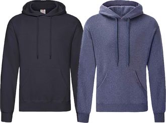 Fruit Of The Loom Herren Kapuzenpullover S M L XL XXL 3XL 4XL 5XL auch Sets, 1x Deep Navy + 1x Vintage Heather Navy + 1x HL-Kauf Notizblock, XXL