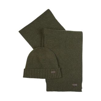 Barbour Carlton Fleck M&uuml;tze & Schal Set - - Accessories - Herren - Gr&uuml;n - ONE SIZE