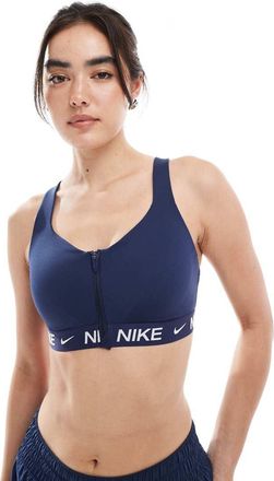 Nike Indy - Brassière de sport zippée sur le devant à maintien renforcé - Bleu marine